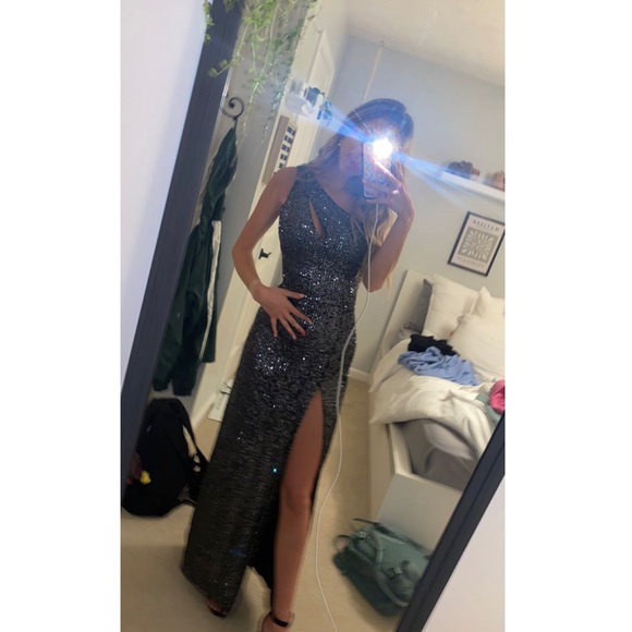 Showpo. | Dresses | Blacksilver Prom Dress From Showpo | Poshmark